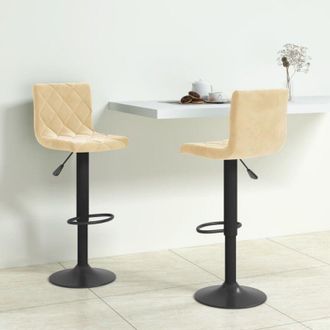 vidaXL Tabourets de bar lot de 2 cr&egrave;me velours vidaXL838367
