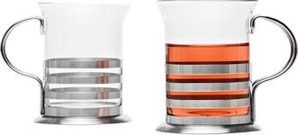 Leonardo Leonardo Balance Teegläser, 350 ml, 2-er Set, handgefertigt, hitzebeständiges Glas und Edelstahl, 017588