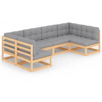 vidaXL 6-tlg. Garten-Lounge-Set mit Kissen Massivholz Kiefer Vidaxl