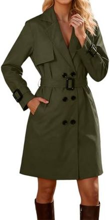 Generic Vestes pour femmes 2026 style occidental double boutonnage anorak veste pour chaud automne hiver manteau long coupe-vent v&ecirc;tements dext&eacute;rieur avec cap