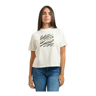 Yes-Zee YES Zee, Femme, Tops, Beige, Taille: 40 FR T-shirt &agrave; col rond avec imprim&eacute;