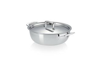 LE CREUSET Le Creuset 3-lagiger Edelstahl-Antihaft-Kochtopf, Ø 24 cm, geeignet für alle Herdarten einschließlich Induktion und Backofen, silber, 53113240010550