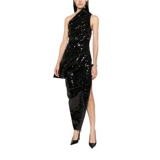 Rick Owens Pailletten-Kleid mit einem Schultertr&auml;ger - - Dresses - Damen - Schwarzk - S