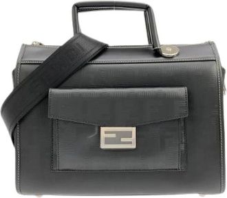 Fendi unisex, Pre-owned, Noir, Taille: ONE Size Pre-owned Soft Trunk Sac Boston en Cuir de Veau