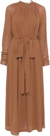 Joseph Femme, Robes, Brun, Taille: 40 FR Robe midi rose Pinky &agrave; nouer &agrave; la taille