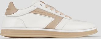 Alexander Smith Thames Woman in white leather and pink logo