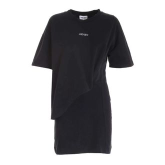 Kenzo Asymmetrisches Logo T-Shirt Kleid - - Dresses - Damen - Schwarzk - M