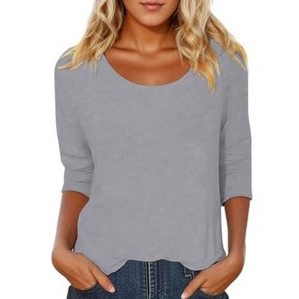 Generic T-shirt Femme Basique D&eacute;contract&eacute; Col V Manches Courtes T-shirt Confortable V&ecirc;tements Quotidiens T-shirt Doux Respirant pour le Printemps, L&eacute;t&eacute; et lAu