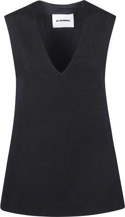 Jil Sander Femme, Tops, Noir, Taille: 40 FR Sleeveless V-Neck Top
