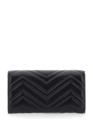 Gucci Womens Wallet Gg Marmont Continental Black Leather