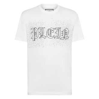 Philipp Plein Homme, Tops, Blanc, Taille: 2XL T-Shirt Col Rond