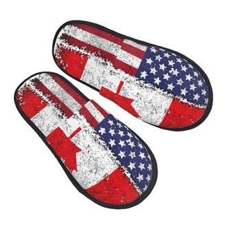 Generic Pantoufles Moelleuses Drapeau Du Canada Et Des &Eacute;tats-Unis Chaussons Maison Respirantes Chaussures Pour Ext&eacute;rieur Int&eacute;rieur Homme L