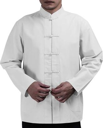 Generic Chemise pour homme en coton et lin &agrave; manches 3/4 style ethnique boutonn&eacute;e hawa&iuml;enne pour l&eacute;t&eacute;, la plage, les vacances, Z02 - Blanc, 5XL