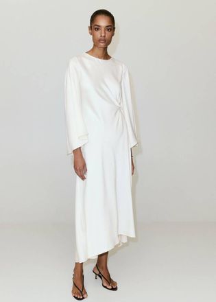 Mango Satiniertes Kleid mit Raffdetails ecru - Damen - XL - MANGO