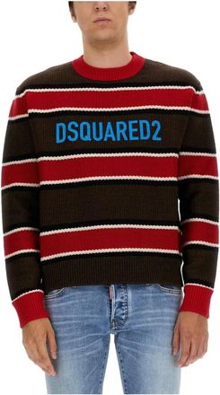 Dsquared2 Homme, Pulls, Multicolore, Taille: L Striped Logo Knit Sweater