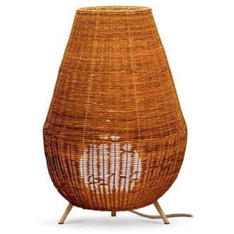 Licht-Erlebnisse Licht-erlebnisse - Au&szlig;enleuchte Rattan led Akku IP54 72 cm hoch mit Fernbedienung dimmbar kabellos tragbar Outdoor Bodenleuchte Balkon Terrasse