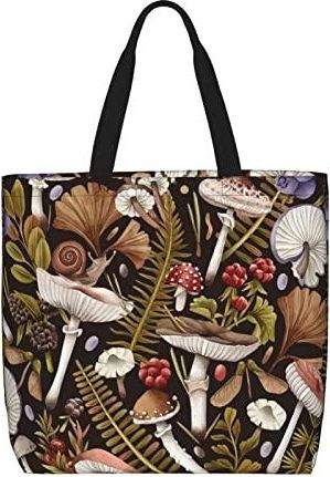 Generic Sac Fourre-Tout Champignons Sac &Agrave; Provisions En Toile R&eacute;utilisable Lavables Sacs En Toile, Pour Femmes, &Eacute;cole, Tous Les Jours, Shopping
