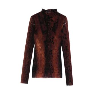 Jean Paul Gaultier Femme, Tops, Brun, Taille: 38 FR To412 M012P 6000 Mesh High Neck Long Sleeve Top