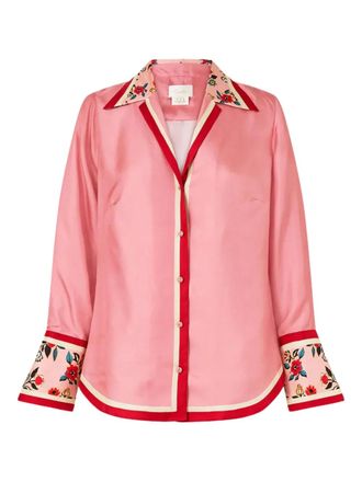 Camilla chemise en soie à fleurs - Rose