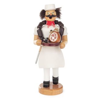 Rudolphs Schatzkiste Rauchmann Fleischer mit Wurst BxHxT 8,5x22x8,5cm NEU Schlachter Metzger Wurstler R&auml;uchermann R&auml;ucherfigur R&auml;ucherm&auml;nnel