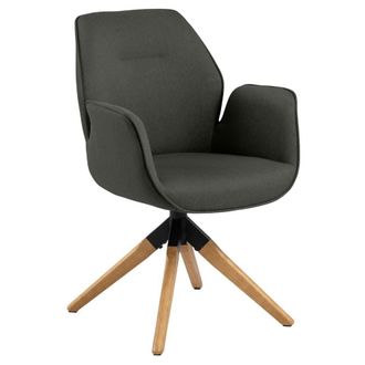 AC Design Furniture Aurelia Esszimmerstuhl, H: 91 x B: 60,5 x T: 58,5 cm, Dunkelgrau/Eiche Optik, Stoff/Holz, 1 Stk