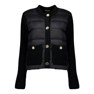 Moncler Cardigan Bi-Mati&egrave;re - Femme - Pulls - Noir - Taille: 36 FR