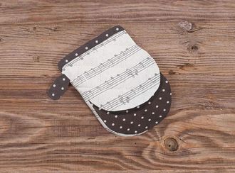 Matches 21 matches21 Topfhandschuh Mini Ofenhandschuh Landhaus Premium Klara Musik Noten weiß grau Hitzeschutz Handschuh - 1 STK