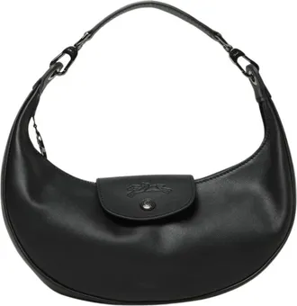 Longchamp Femme, Sacs, Noir, Taille: ONE Size &Eacute;l&eacute;gant sac &agrave; main en cuir avec fermeture &agrave; rabat et bandouli&egrave;re ajustable