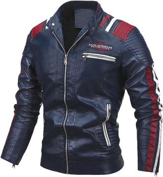 Generic Veste de motard pour homme - Douce, chaude et douce - Manches longues - Style r&eacute;tro - Coupe-vent - Manteau rembourr&eacute; imperm&eacute;able et &eacute;pais - Pour lauto