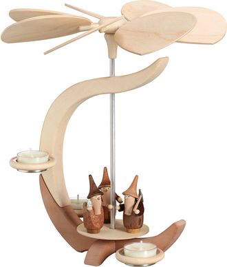 Seiffener Volkskunst Pyramide C-Form mit Gnomen, H&ouml;he 30 cm, Original Erzgebirge von Seiffener Volkskunst