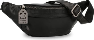 Gusti Bauchtasche Leder Schwarz - Hochwertige G&uuml;rteltasche Damen Herren, Verstellbarer Gurt, Viel Stauraum, Unisex Crossbody Bag, Bauchtasche Leder Schwarz 