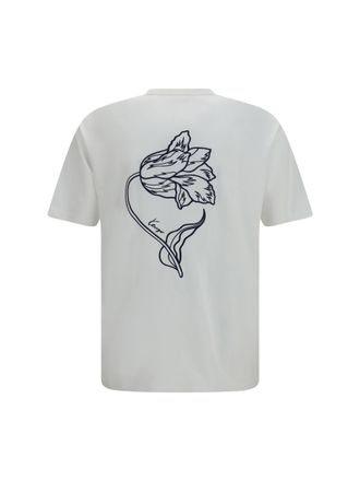 Kenzo Mens Tulip Embroidered Cotton T-Shirt Off White T-Shirts And Polos
