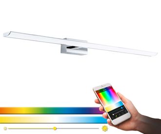 Eglo connect LED Wandlampe Tabiano-C, 1 flammige LED Spiegelleuchte aus Stahl und Kunststoff in Chrom, Wei&szlig;, Badezimmer Lampe mit Farbtemperaturwechsel (wa
