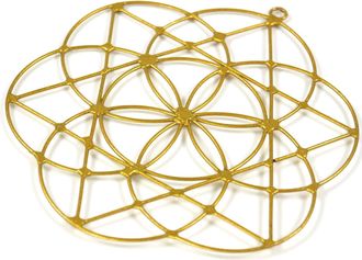 Guru Shop Sonnenf&auml;nger, Suncatcher -Blume des Lebens, Gold, 13x13x1 cm