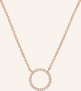 Leaf Halskette Circle Aus 18 Karat Roségold Mit Diamanten rosegold
