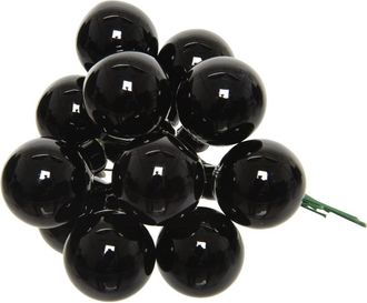 Kaemingk Weihnachtskugeln am Draht Glas 2cm x 12 Stück Spiegelbeeren glänzend zum Basteln Schwarz
