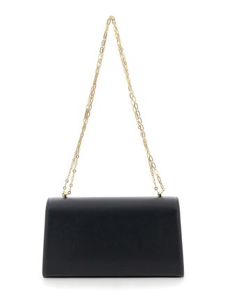 Savette Womens Shoulder Bag Chain Symmetry Black Leather