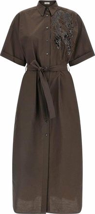Brunello Cucinelli Robe Au Genou - Marron