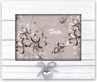 Matches 21 matches21 Bilderrahmen Holzrahmen Wechselrahmen horizontal Porträtrahmen & Herz & Schleife Holz Shabby weiß - 10x15 cm