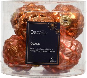 Kaemingk Christbaumschmuck Zapfen 7cm Glas 6 St&uuml;ck - matt & gl&auml;nzend - Glaszapfen Christbaumkugeln Weihnachtsbaumkugeln Weihnachten - Weihnachtsbaumschmuck - W