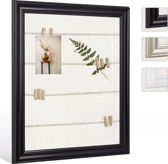 Bildershop-24 Schnurrahmen f&uuml;r Fotos, Bilder - Fotowand inkl. 20 Klammern und Schnur (Athen) 30x60cm (DIN A4) Schwarz (matt) mit Passepartout in Cremewei&szlig;