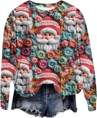 Generic 2025 Sweat de Noel Femme Pull Noel Rigolo Imprimé Hiver Pull Noël Femme Drole Pullover De Noël Femmes Moche Ugly Pulls Noels Rigolo Sweat Polaire Femm