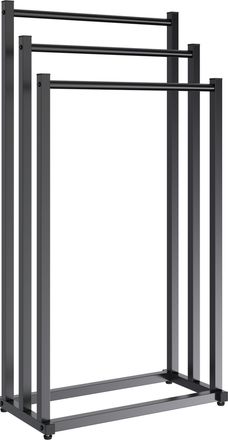 Clp Handtuchhalter Anoka I Schwarzer Handtuchständer ohne Bohren I Badetuchhalter stehend mit 3 Stangen I aus Metall, Farbe:schwarz