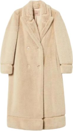 Twinset Femme, Manteaux, Beige, Taille: 36 FR Manteau croisé en fausse fourrure