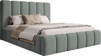 Selsey Selsey Biscottino - Polsterbett 160x200 mit Bettkasten, Lattenrost, Samtbezug, grau