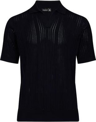 van Laack Pull col polo droit ajour&eacute; uni