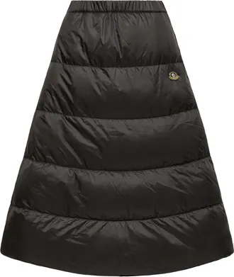 Moncler Moncler Reversible Wool Twill Padded Midi Skirt, Women, Black, Size: 38