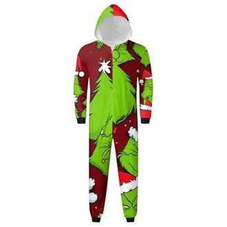 Generic Le Grinch Pyjama Noel Famille De Grinch The Ensembles Vetement Chaud Et Doux Homme Pull Hiver Deguisement Costume Assorti Enfant Noël Femme Ensemble A