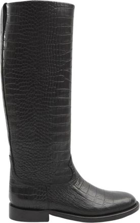 PARIS TEXAS Femme, Chaussures, Noir, Taille: 36 EU Bottes Hautes en Cuir Effet Croco