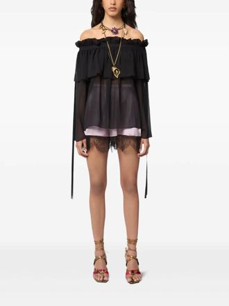 Nina Ricci Seidentop mit U-Boot-Ausschnitt - Schwarz